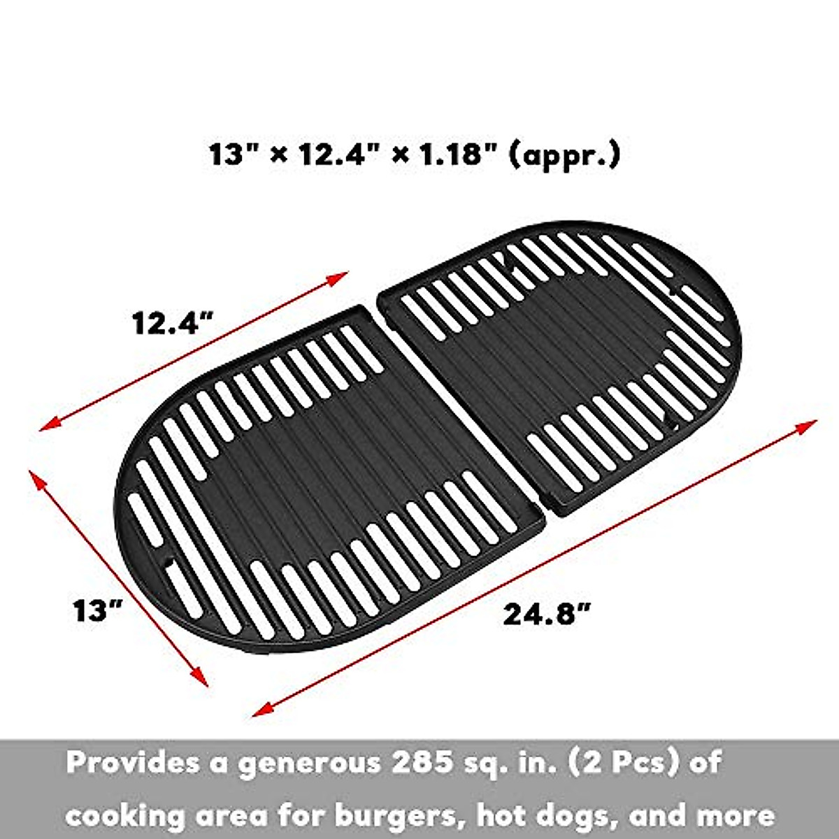 Uniflasy Cast Iron Grill Cooking Grates for Coleman Roadtrip Swaptop Grills LX LXE LXX, 2 Pack