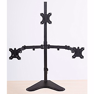 Stand Steady Triple Monitor Desk Stand with Tabletop Base, for Home or Office Use, Height Adjustable Computer Monitor Stand with Full Articulation VESA Mounts, Fits Most LCD/LED Monitors 13-32 Inches