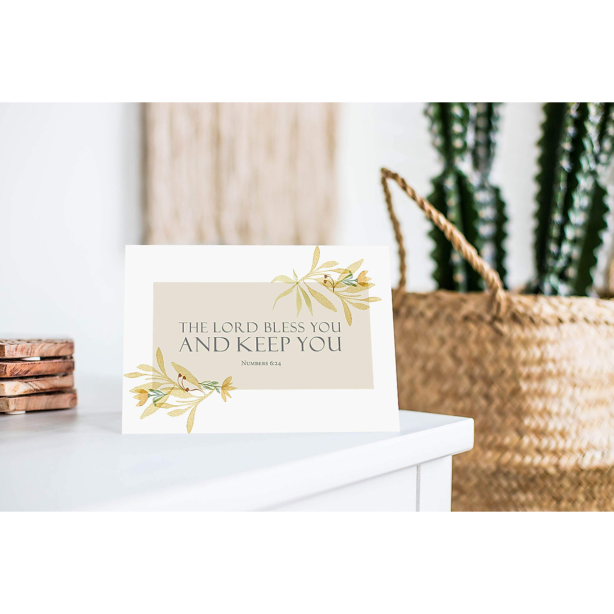 Religious Thank You Cards with Bible Verse - Watercolor Scripture Design - Pack of 24 - Rectangle