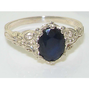 LetsBuyGold 925 Sterling Silver Real Genuine Sapphire Womens Anniversary Ring - Size 8