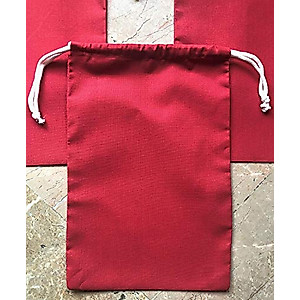 Reusable Eco friendly RED COLOR Cotton Thick Double Drawstring Muslin Bags "premium quality"-25 count pack (12 x 16)