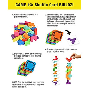 TENZI BUILDZI The Fast Stacking Building Block Game for The Whole Family - 2 to 4 Players Ages 6 to 96 - Plus Fun Party Games for up to 8 Players