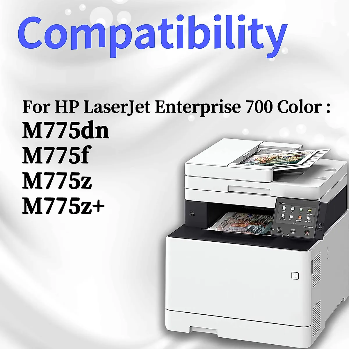 for HP CE340A-343A Toner Cartridge Compatible for Laserjet Enterprise 700 Color M775dn/M775f/M775z/M775z+ Printer 1 Yellow