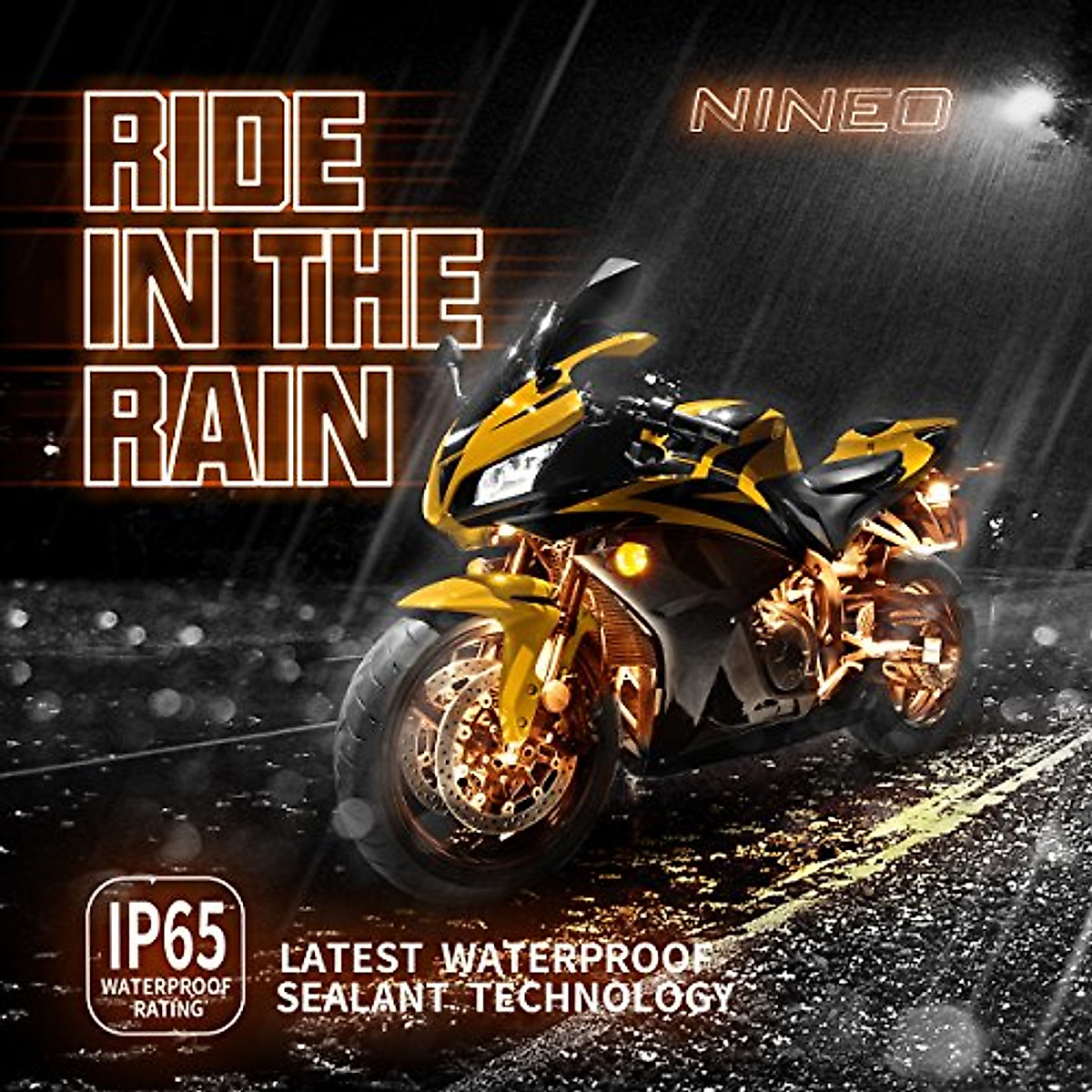 NINEO 8Pcs Motorcycle LED Light Kit with Brake Light, Motorcycle Underglow Lights with Remote Control Fit for Most Motorcycles Carts Trikes Cruiser Scooter ATV UTV - Pack of 8