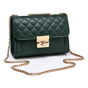 Hanbella Crossbody Purse for Women - Cute Quilted Leather Shoulder Bag with Gold Chain Strap for Teen Girls - Womens Clutch