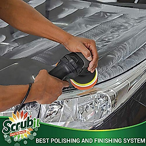 SCRUBIT Car Foam Drill Polishing Pad Kit 22 Pack, Includes 16 Detailing Sponges (3 in.), 2 Wool Buffer Pads, 2 Drill Adapters and Suction Cups for Your Vehicle - Waxing and Polisher Set