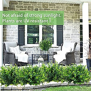 summer flower 10 Pack Artificial Boxwood Stems for Outdoors, Unfading in The Sun Plastic Faux Plants,Fake Foliage Shrubs Greenery for Garden,Office,Patio,Wedding,Farmhouse Indoor Decoration
