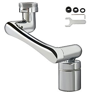 Upgraded 1440° Faucet Extender/Faucet Aerator, 1080+360 Degree Large Angle Rotatable Multifunctional Extension Faucet Adapter, Universal Faucet Sprayer Attachment, Sink Sprayer for Kitchen/Bathroom