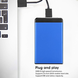 Wuqioei Portable 8TB External Hard Drive Portable HDD, Portable USB3.0 Floppy Drive 2.5 inch SSD/HDD SATA Disk Ultra-Thin Card Reader,Easy to Install,for Windows 10/7 / Vista/8 / XP/SE / 98(Blue)
