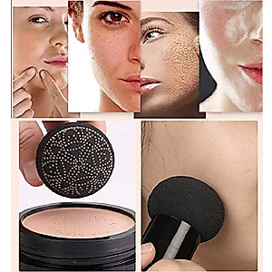 nvyue Mushroom Head Air Cushion CC Cream Natural Mushroom Head Foundation,Moisturizing BB Cream Makeup Long Lasting Matte Concealer Even Skin Tone Makeup Base Prime(Natural)