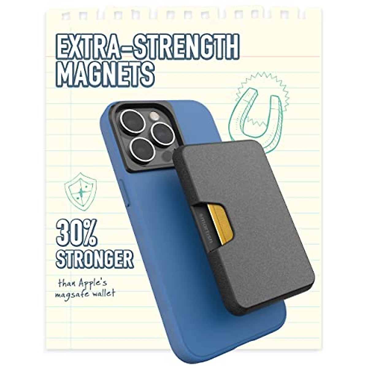 Smartish Wallet for MagSafe iPhones - Side Hustle - Slim Detachable Magnetic Card Holder for Apple iPhone 14/13/12 Models - Black Tie Affair