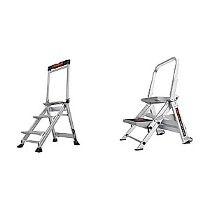 Little Giant Ladders, Jumbo Step, 3-Step, 2 Foot, Step Stool & Little Giant Ladders, Safety Step, 2-Step, 2 Foot, Step Stool, Aluminum, Type 1A, 300 lbs Weight Rating, (10210BA)