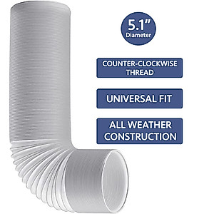Air Conditioner Hose, Portable Exhaust Vent Hose with 5.1 Inch Diameter - Clockwise, with Length up to 80"