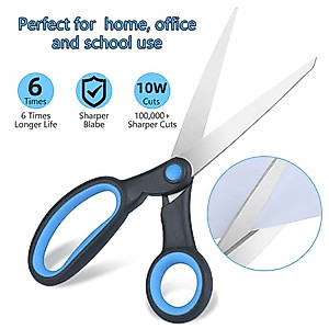 Left Handed Scissors, 8 Inch, Lefty Stainless Steel Sharp Blade Soft Comfort-Grip Handles Blunt Scissors for Adults School Student Kids(1 Pack)