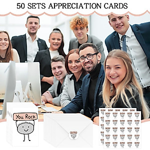 50 Sets You Rock Thank You Cards with Envelopes Teacher Appreciation Cards with Stickers for Team Employee Coworker Staff Graduation