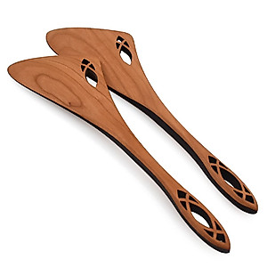American Made Wild Cherry 10" Wooden Salad Paddles/Salad Servers, Cathedral Collection