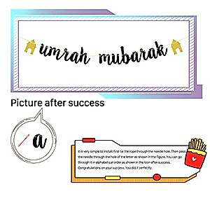 Umrah Mubarak Banner Eid Mubarak Banner Gold GlitterEid Mubarak Decorations | Eid Mubarak Party Decorations Supplies Eid Mubarak Party Decorations（Gold and Black）