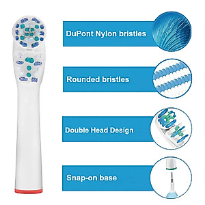 Dual Clean Replacement Brush Heads Compatible with Oral B Electric Toothbrushes, Fits 100 500 1000 2000 3000 5000 6000 7000 and More Models, 8 Pack