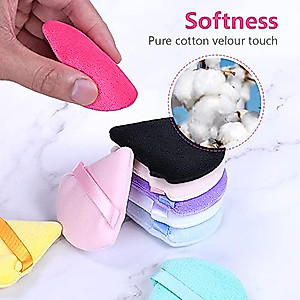 Ainiv 9PCS Powder Puffs, 2.76 inch Pure Cotton Soft Triangle Wedge Makeup Powder Puff for Loose Powder Mineral Powder Body Powder Cotton Velour Cosmetic Foundation Sponge Makeup Tool