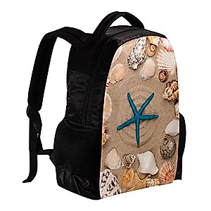 VBFOFBV Travel Backpack for Women, Hiking Backpack Outdoor Sports Rucksack Casual Daypack, Beach Starfish Conch Shell Summer Ocean