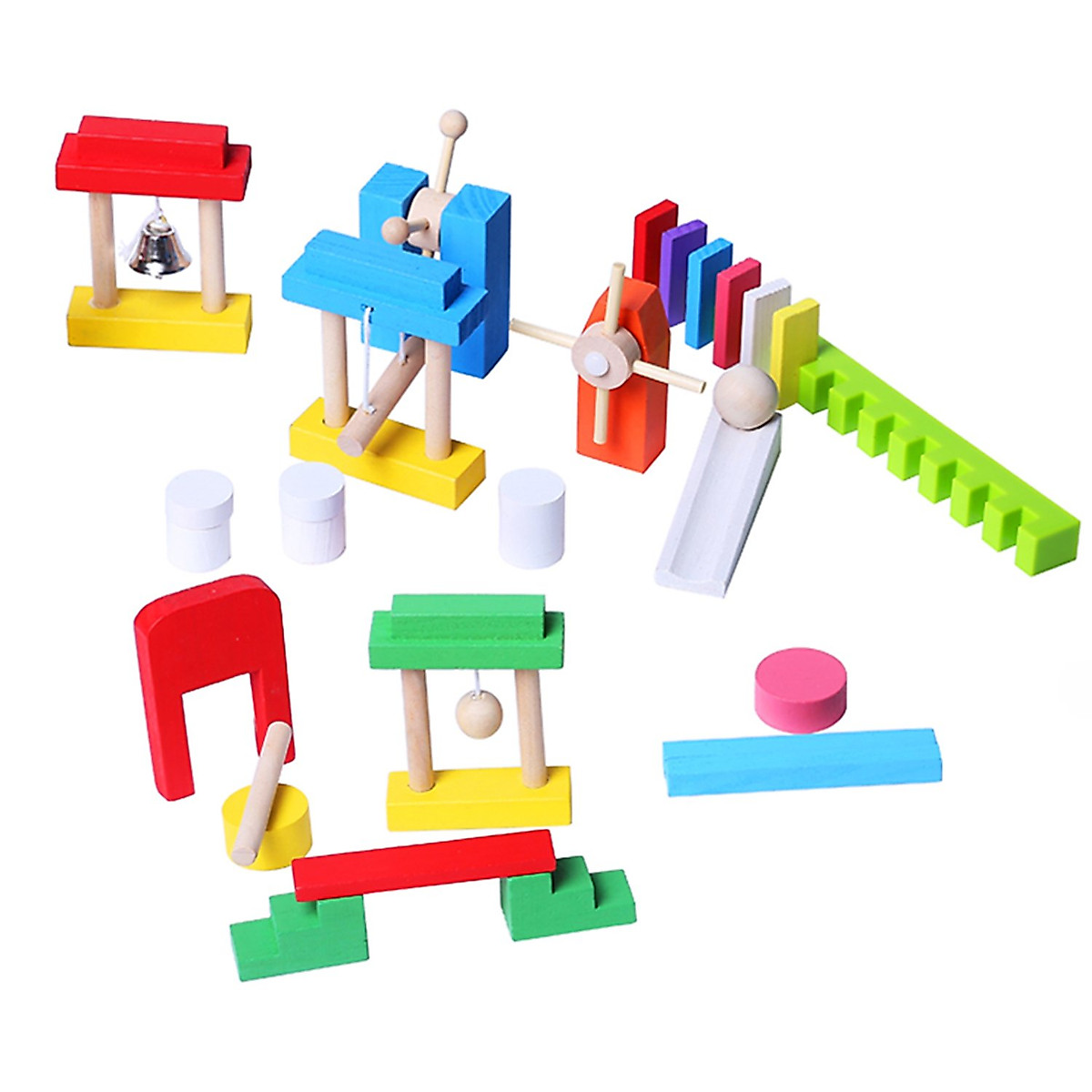 Joqutoys 600 PCS Dominoes Set for Kids, Wooden Domino Building Blocks, 6 Colors Bulk Dominoes Racing Tiles Games with Extra 26 Add-on Blocks and Storage Bag, Educational Toys for Kids Birthday Party