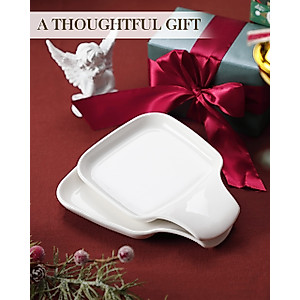 MALACASA Spoon Rest, Large Spoon Rests for Stove Top, Porcelain Spoon Holder for Kitchen Counter, Utensils Rests, Cooking Spoon Holders for Spatula Ladle Tongs, Ivory White, Series REGULAR