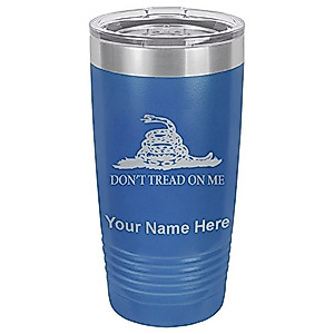 LaserGram 20oz Vacuum Insulated Tumbler Mug, Gadsden Flag, Personalized Engraving Included (Dark Blue)