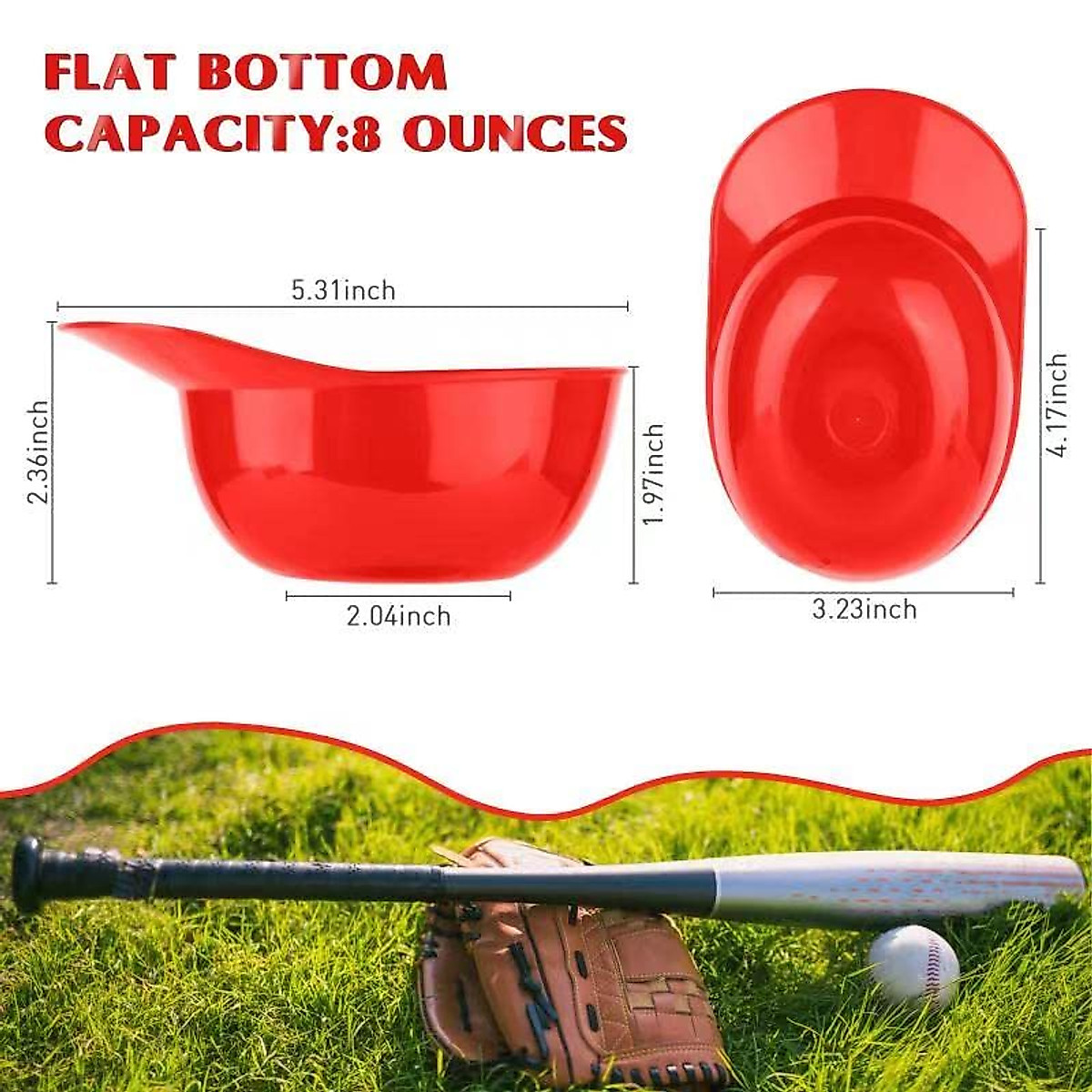 24 Pieces Baseball Helmet Ice Cream Bowls, 8 oz Baseball Party Supplies Helmet Snack Bowl, Mini Plastic Sundae Helmets, kids Baseball Ice Cream Hats for Sports Birthday Dessert Favors Serving