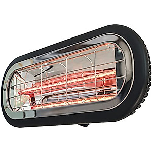 Hanover 16.5'' Electric 1500W Halogen Heat Lamp with Ceiling/Wall-Mount Bracket, Powerful Heating for Outdoor Areas up to 122 Sq.Ft., Ideal for Porch, Garage, Workshop, Black