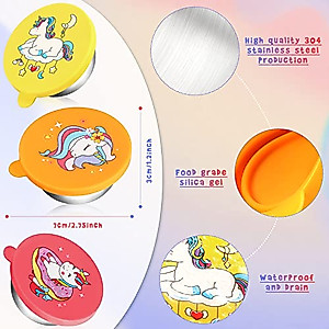 6 Pcs Unicorn Salad Dressing Containers to Go 1.9 oz Kid Condiment Sauce Containers Stainless Steel Small Containers with Lids Silicone Lid Bento Box Accessories Leakproof Condiment Cup for Food