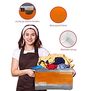 Storage Bins Large Storage Basket,Orange Gray White Collapsible Storage Bins with Handle,Abstract Art Painting Storage Baskets Cube Organizer for Shelves Closet Nursery