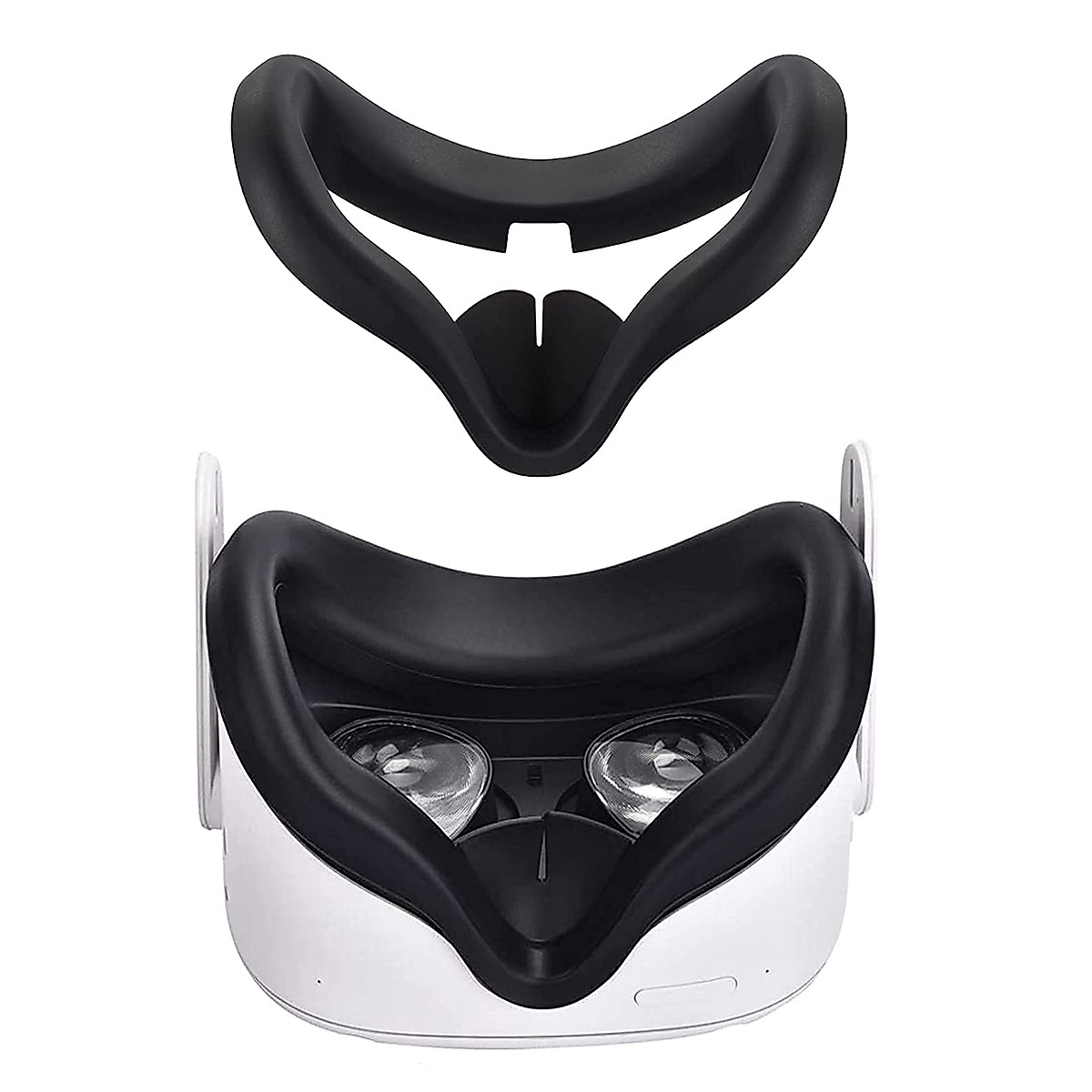 VR Front Face Silicone Protective Shell, Silicone Interfacial Cover, Touch Controller Grips Strap Cover Combination kit 3-in-1 for Meta/Oculus Quest 2 Accessories (Black)