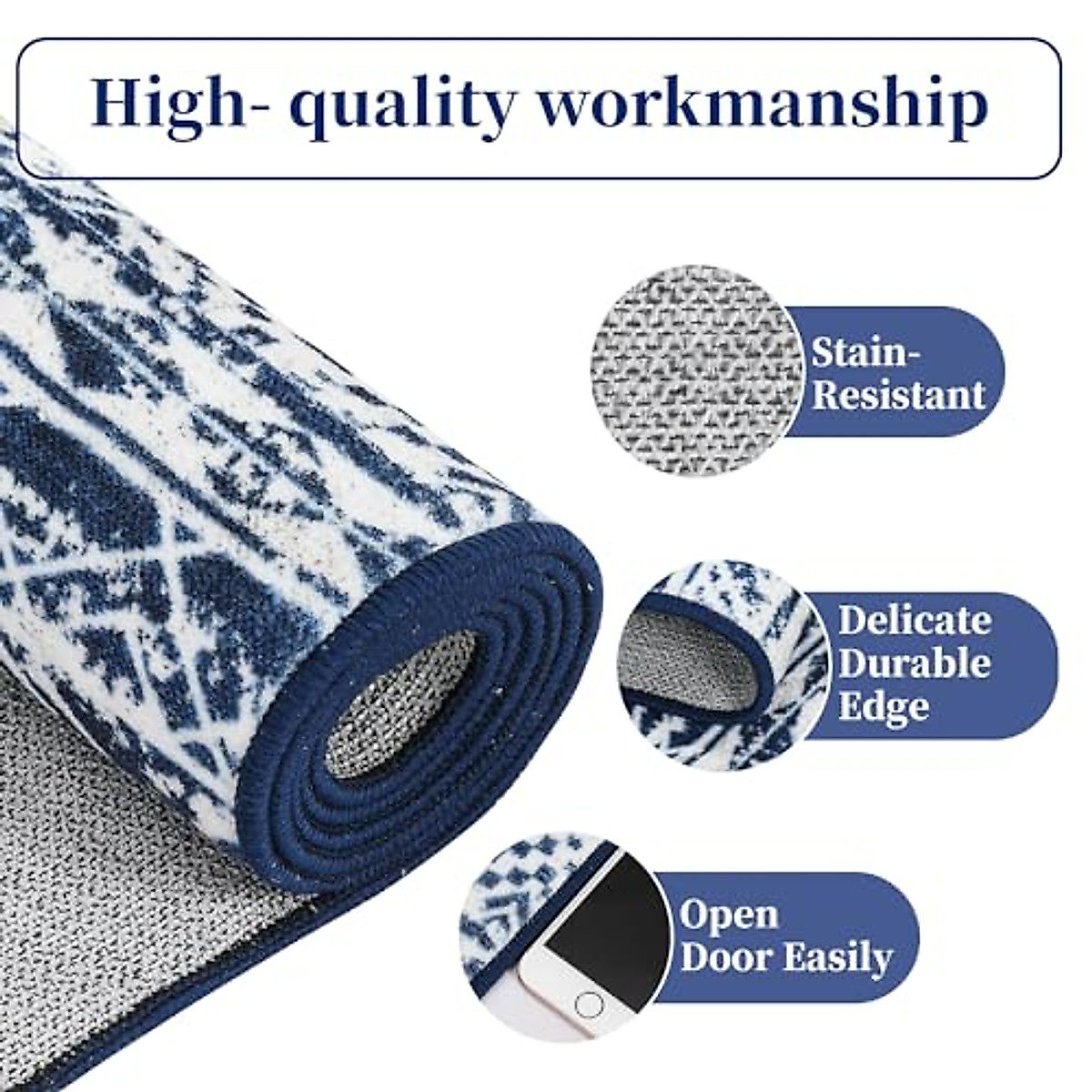 JOLENE.K Machine Washable Rug 8x10 Large Boho Rug Geometric Rug Modern Area Rugs Non Slip Rugs for Living Room Bedroom Modern Woven Rug Carpet Dining Home Office Boho Rug 8x10