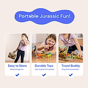 PLAYVIBE Dinosaur Toys for Kids 3-5 – 12 Realistic Small Dinosaur Figures with Storage Box, 5-7 Years Old – Toddler Boy Dino Toys