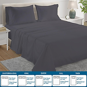 Saaz Linen 1000 Thread Count King Size Sheet Set - 100% Egyptian Cotton Hotel Luxury Collection Bedding Sheets - Fits Upto 16 Inch Deep Pocket - Sateen Weave Solid 4 Piece Sheets Set (Dark Grey)