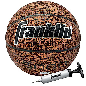 Franklin Sports 5000 Men's + Women's Indoor Basketballs - Official Size 29.5" Inch + 28.5" Inch Men's + Women's Basketball with Air Pump - Composite Indoor Basketballs - Regulation Size BasMketballs