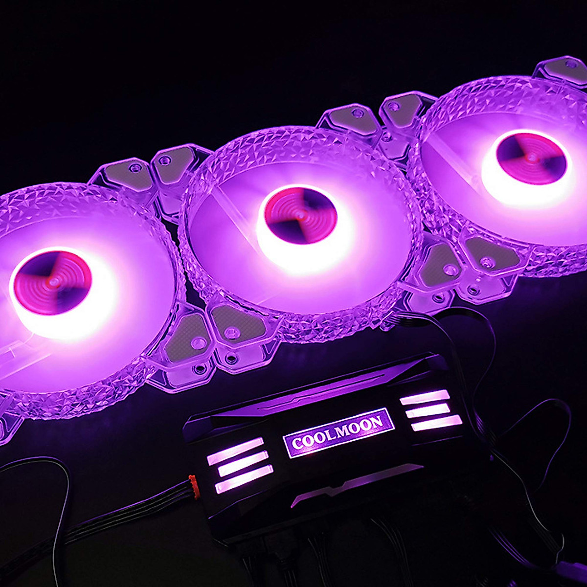 KLLsmDesign Pwm Fan Temperature Controller Integrator, Remote Control Computer RGB Light Adapter, 8 * 4 Pin Fan Speed Controller Ports, 10 * 5v 3pin A-RGB Ports with Magnet （Black）