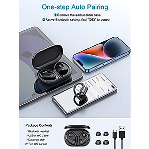 uoeos Wireless Earbuds Bluetooth, Sports Light-Weight Headphones with Earhooks,Built-in Mic,Active Noise Control,IPX7 Waterproof,Clear Calls,Low Latency,Surround Sound,54 Hrs with Charging Case