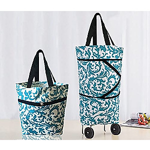 Foldable Shopping Bag with Wheels Collapsible Shopping Cart Shopping Trolley Bag on Wheels Collapsible Trolley Bags Reusable Grocery Bags Travel Bag (B0B1CZHY8G)