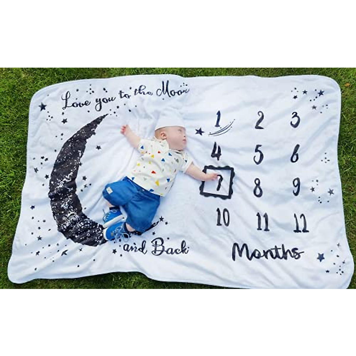 Miles&Molly Baby Monthly Milestone Blanket Boy, Girl |New Baby Boy Gift, Nursery Decor Baby Shower | Newborn Baby Month Blanket | Baby Growth Chart, 60x40