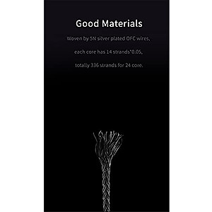 24 Core 2PIN Earphone Cable-KBEAR [Show] Upgrade Cable, 5N OFC Silver Plated Cable, IEM Detachable Cable with2.5mm Plug, Suit for AS06 AS10 ZS10 T2 PRO I3Pro Starsea Aurora Meteor (2PIN2.5, Black)