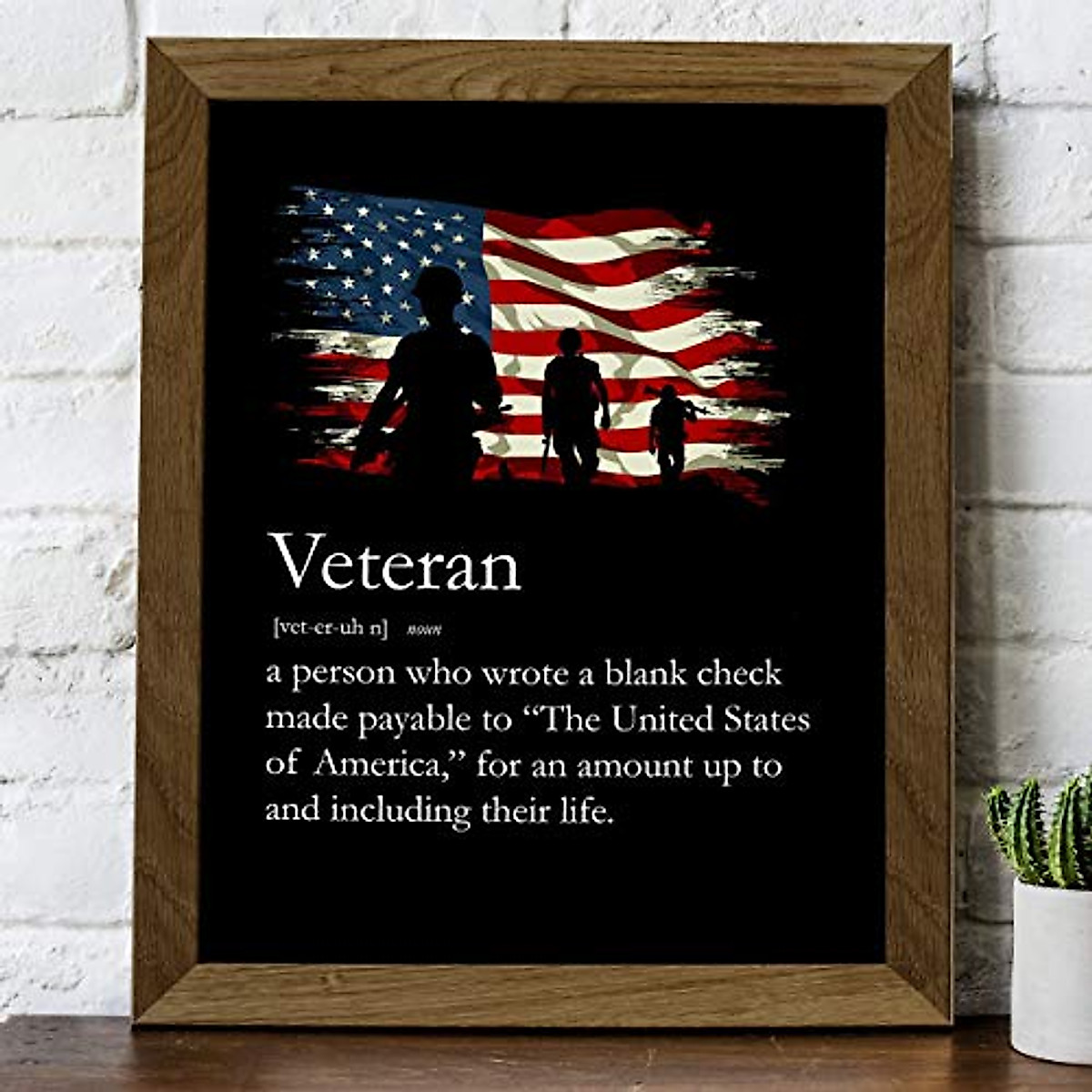 "Definition of a United States Veteran"-American Military Wall Art -8 x 10" Patriotic USA Flag Print-Ready to Frame. Home-Office-Garage-Bar-Shop Decor. Great Gift of Gratitude for Military-Veterans!