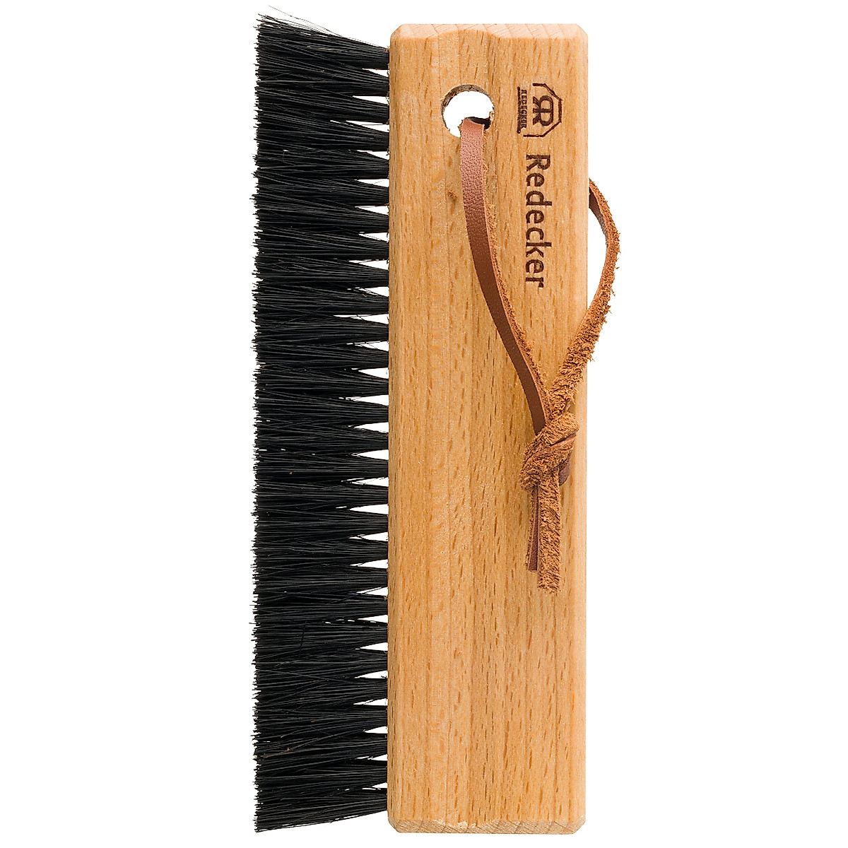 Redecker Fly Screen Brush, Stiff Pig Bristle, Oiled Beechwood Handle, Leather Hanging Loop, Made in Germany