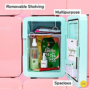 FACETORY Portable Mint Beauty Fridge (10-L / 12 Can) with Heat and Cool Capacity