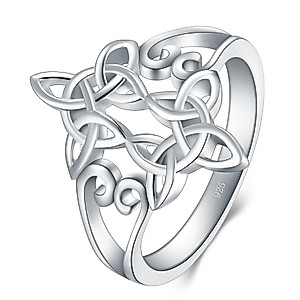 925 Sterling Silver Ring Boruo Celtic Knot Heart Cross High Polish Tarnish Resistant Eternity Wedding Band Stackable Ring Size 8
