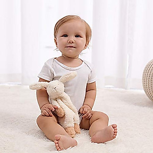 Apricot Lamb Stuffed Animals Security Blanket White Bunny Rabbit Infant Nursery Character Blanket Luxury Snuggler Plush(White Bunny, 10 Inches)