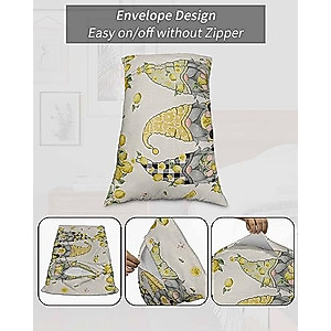 Edwiinsa Summer Lemon Pillow Covers Standard Size Set of 2 20x26 Bed Pillow, Rustic Spring Floral Gnomes Plush Soft Comfort for Hair/Skin Cooling Pillowcases with Envelop Closure