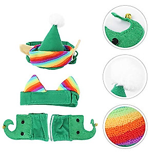 POPETPOP 4Pcs Cat Elf Costume - Cute Cat Christmas Costume Xmas Clothes Green Elf Outfit for Small Pets Cat Costume Accessories