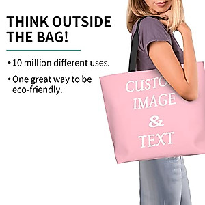 Custom Large Tote Bag,Design Your Own Shoulder Bag Personalized Top Handle Satchel Handbag for Work Travel Business Shopping or Leisure Pink