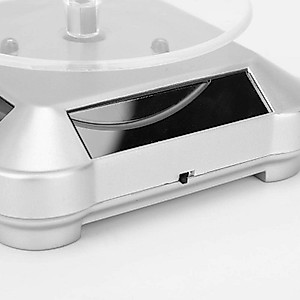 YUYTE Solar Powered Rotating Display Stand, Tray Base Jewelry Turntable Display Stand with LED Light for Jewelry Spinner Watch Hobby Collection Shelf [#2]